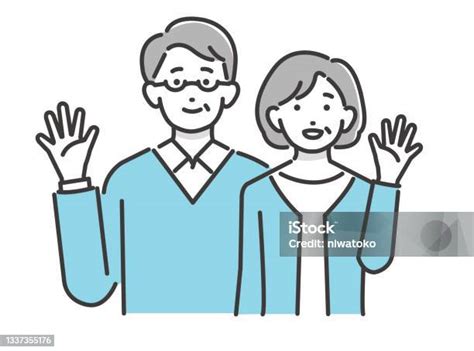 미소 심플 시니어 커플로 흔들리는 시니어 커플의 벡터 일러스트 소재 노인 커플에 대한 스톡 벡터 아트 및 기타 이미지 노인 커플 만화 일러스트레이션 Istock