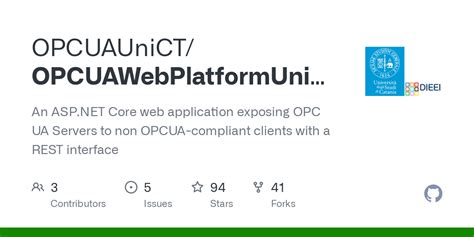 GitHub OPCUAUniCT OPCUAWebPlatformUniCT An ASP NET Core Web Application Exposing OPC UA