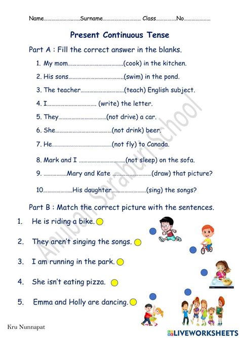Liveworksheet Present Continuous Eicqn
