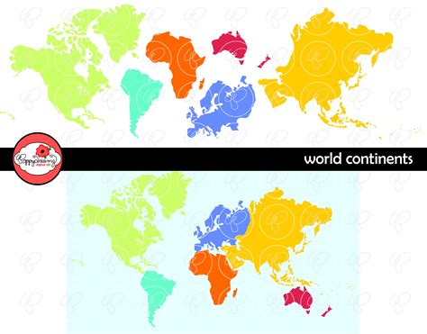World Continents Digital Clip Art North America South America Europe