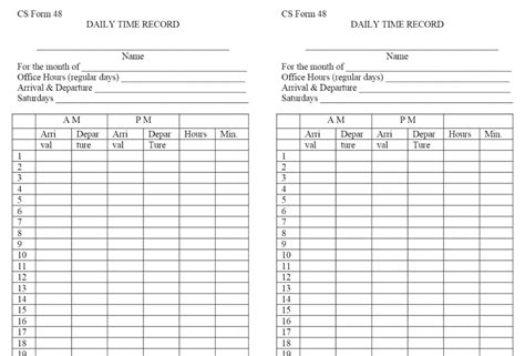 Civil Service Form 48 Dtr Blank Formxlsx Pdf 55 Off