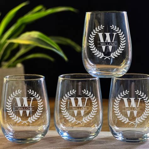 Monogram Wine Glass Etsy