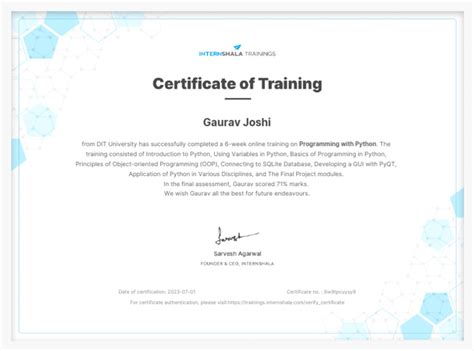 Gaurav Joshis Python Training Completion Pdf