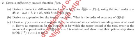 Solved 2 Given A Sufficiently Smooth Function Fx A