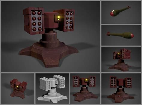 3d model simple missile turret vr ar low poly cgtrader