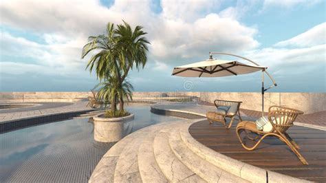 3d Rendering Of The Rooftop Swimming Pool Stock Illustration Illustration Of Rendering Hotel