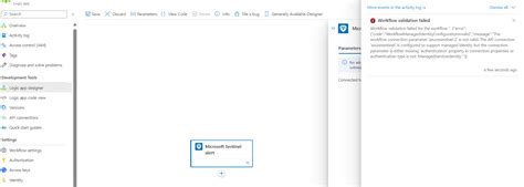 Workflow Validation Failed When Using Managed Identity In Preview