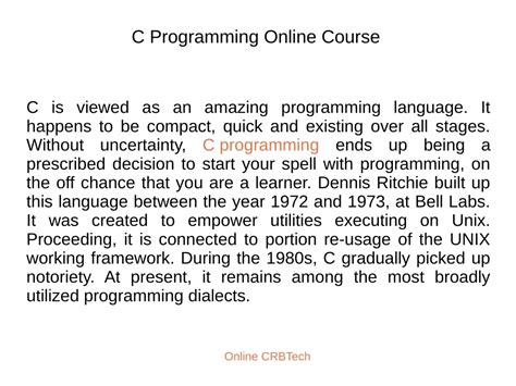 Ppt C Programming Online Course Best C Programming Certification