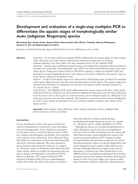 Tropical Med Int Health 2011 Das Development And Evaluation Of A