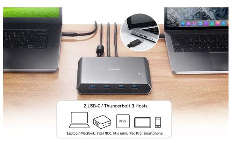 Aten Us3311 2 Port 4k Displayport Usb C Kvm Dock Switch With Power Pass