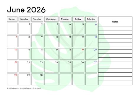 Free June 2026 Calendar With Holidays Printable Pdf