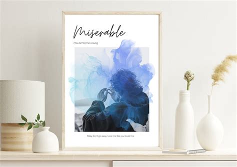 Han Jisung Miserable Art Print Blue Watercolor Skz Kpop Poster