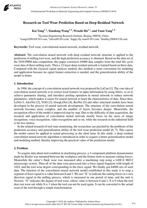 Pdf Research On Tool Wear Prediction Based On Deep Residual Network