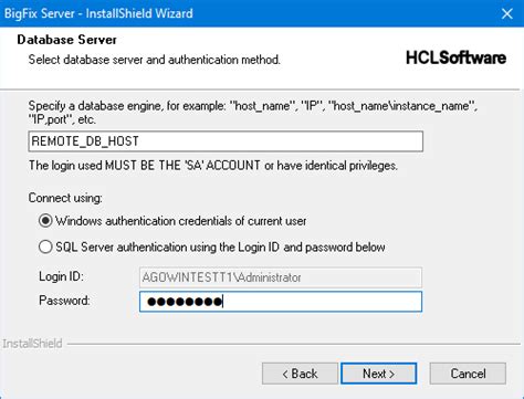 Installing A Server With A Remote Database