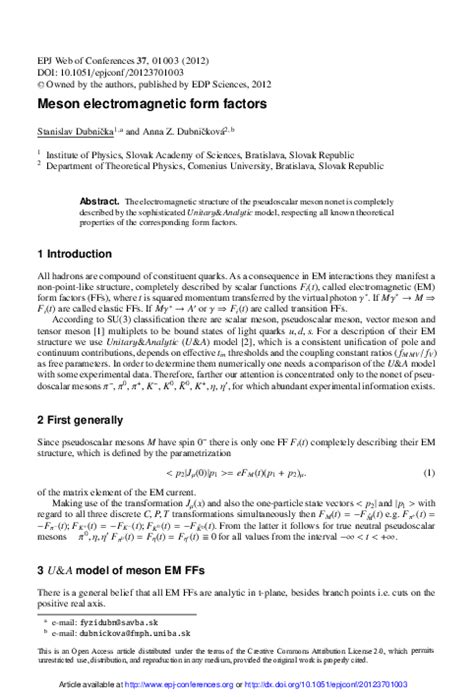 Pdf Meson Electromagnetic Form Factors