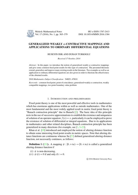 Pdf Generalized Weakly α Contractive Mappings And Applications To