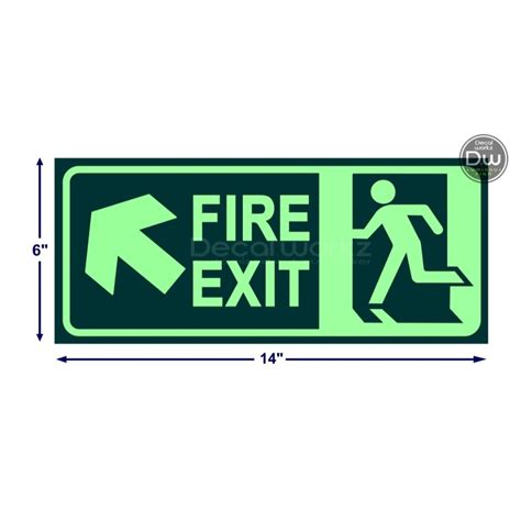 Luminous Glow In The Dark Fire Exit Sign Red Background In 3mm Sintra