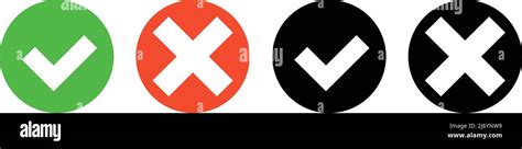 Check Mark And Cross Mark Icon Set Right And Wrong Answers Editable Vectors Stock Vector Image