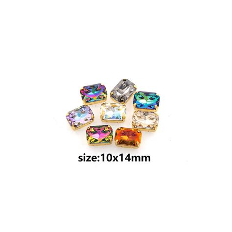 90pcs Sparkling Rectangle Flat Back Crystalmixed Colors Sew On