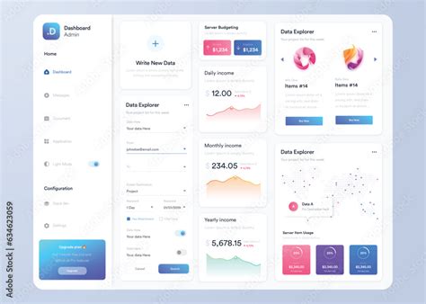 Infographic Dashboard Ui Ux Design With Graphs Charts And Diagrams Web Interface Template For