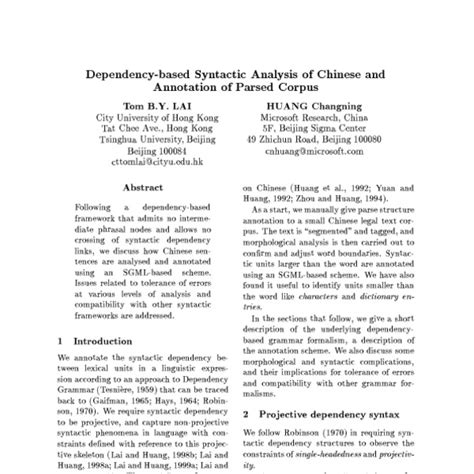 Dependency Based Syntactic Analysis Of Chinese And Annotation Of Parsed