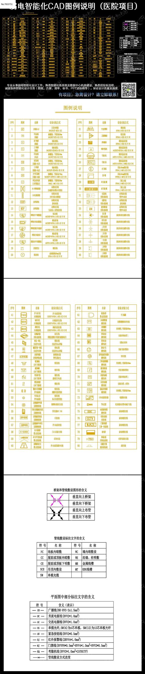 弱电智能化图例说明（医院项目）cad图例图块模板图片下载 红动中国