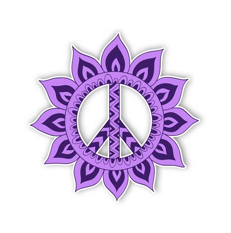 Purple Flower Peace Sign Sticker Car Motorcycle Bicycle Skateboard