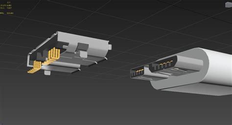 Micro Usb 3 0 Male And Female Connector 3d Model 13 Fbx C4d Max