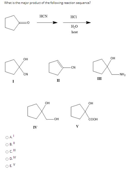 Solved What Is The Major Product Of The Following Reaction