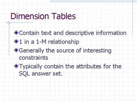 Dimensional Modeling Dimensional Models A Denormalized Relational Model
