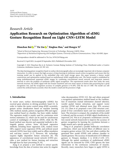 Pdf Application Research On Optimization Algorithm Of Semg Gesture