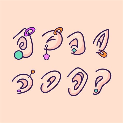 Premium Vector Hand Drawn Ear Cartoon Collection Illustration