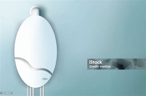 현대 가정에 있는 타원형 가스 보일 러 가정을 따뜻한 홈 Concept3d 그림 워밍업 물에 대한 스톡 벡터 아트 및 기타 이미지 Istock