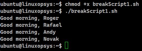 Bash Break Using With For Loop