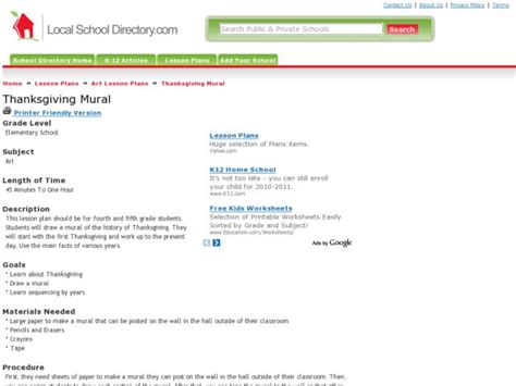 Thanksgiving Mural Lesson Plan For 4th 5th Grade Lesson Planet