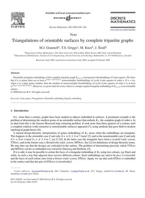 Pdf Triangulations Of Orientable Surfaces By Complete Tripartite