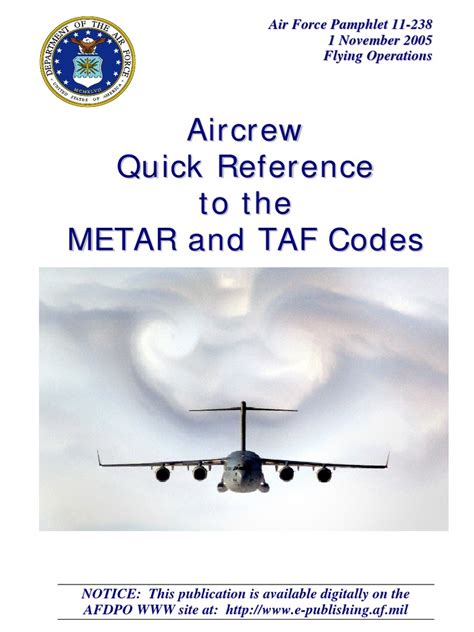 Aircrew Quick Reference Guide To Decoding Metar And Taf Weather Codes Pdf Cloud Meteorology