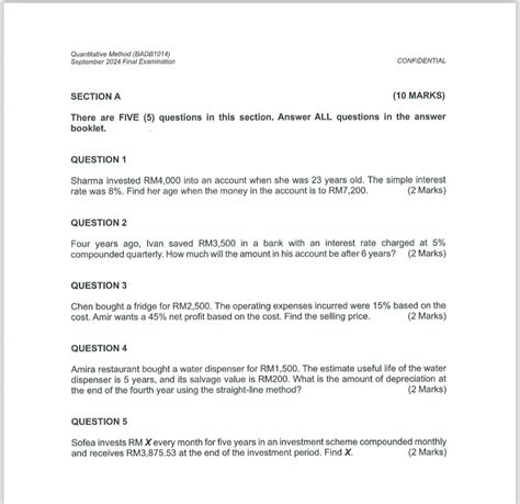 Solved SECTION AThere Are FIVE 5 Questions In This Chegg Com