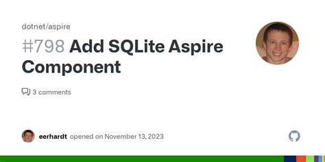 Add Sqlite Aspire Component · Issue 798 · Dotnetaspire · Github