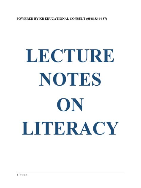 Ntc Literacy Notes Final Pdf Grammatical Number Verb