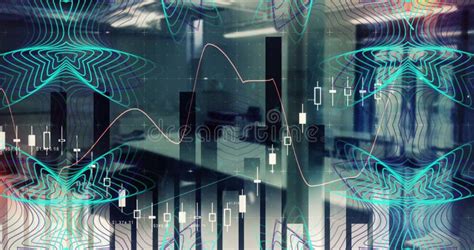 In Office Animation Of Financial Data Charts Overlaying Abstract