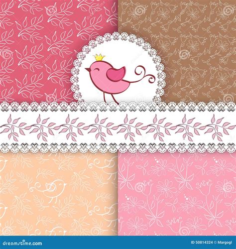 Set Floral Patterns Stock Vector Illustration Of Doily 50814324