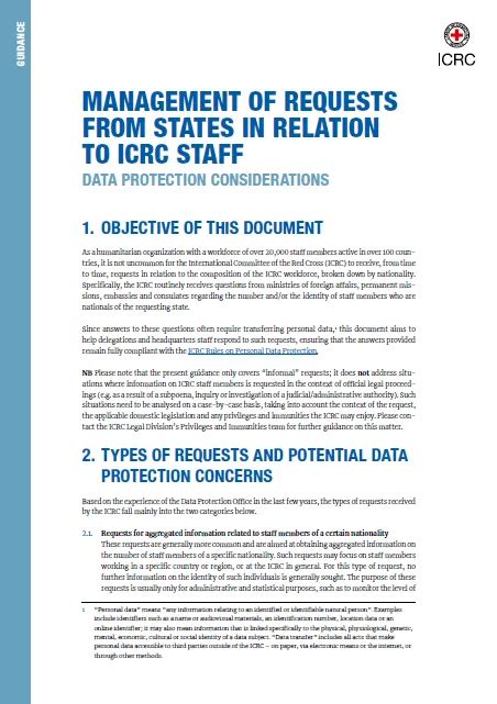Management Of Requests From States In Relation To Icrc Staff Data Protection Considerations