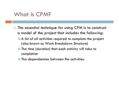 Cpm Critical Path Method