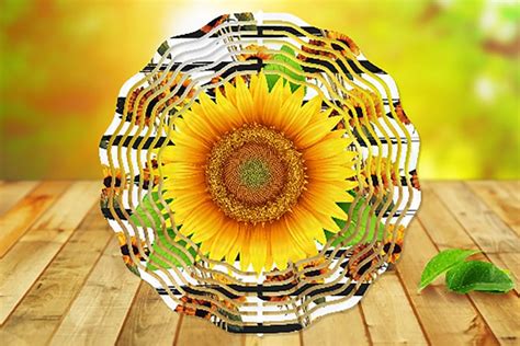 Sunflower 10 Wind Spinner Sublimation Png Design