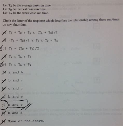 Solved Let Ta Be The Average Case Run Time Let Tb Be The