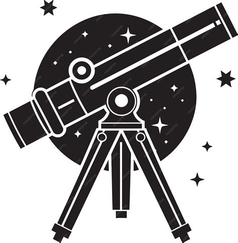 Premium Vector A Black And White Image Of A Telescope With Stars And