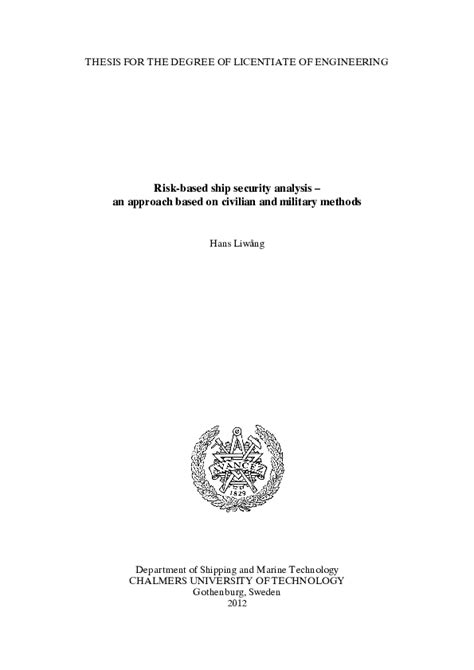 Pdf Risk Based Ship Security Analysis An Approach Based On Civilian And Military Methods