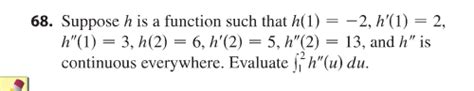 Solved 68 Suppose H Is A Function Such That H1 2 H1