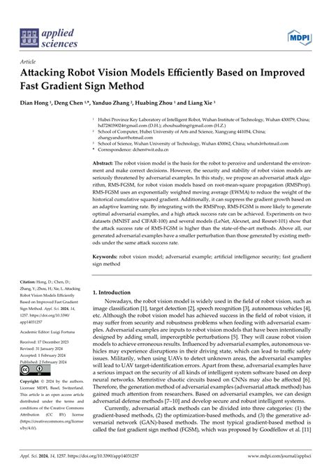 Pdf Attacking Robot Vision Models Efficiently Based On Improved Fast